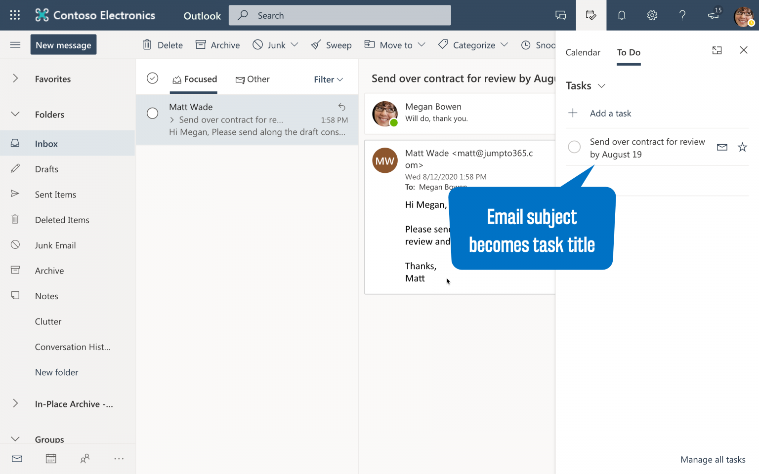 Simply convert an email into a calendar event