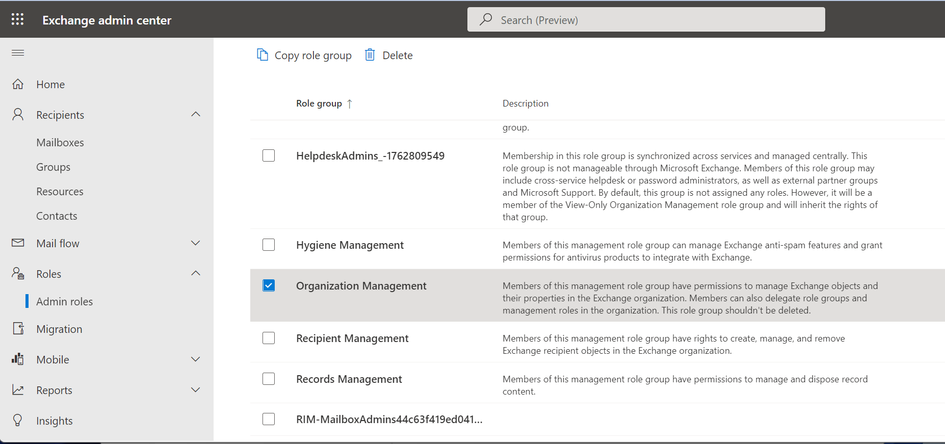 Assigning the “Mailbox Import Export” role in Office 365